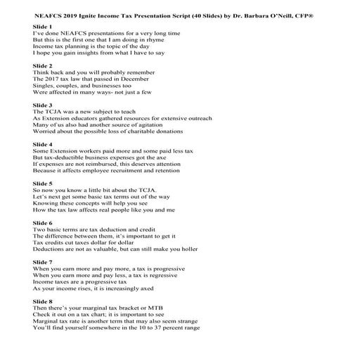 Income Tax Ignite Presentation Script | PDF