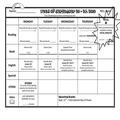Homework Sept. 20-24 | PPT