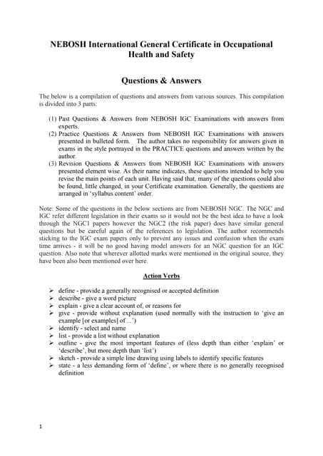 New Syllabus NEBOSH IG-2 -example For reference | PDF