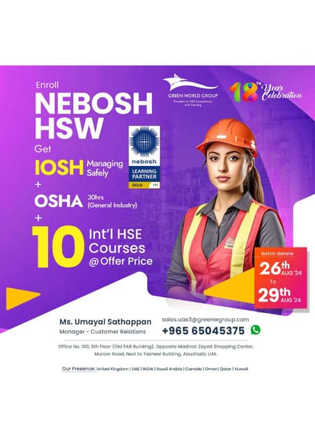 Nebosh IGC with 7 International Courses Sep Evening Batch | PDF