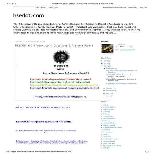 Nebosh igc 2 very useful questions & answers part-1 | PDF