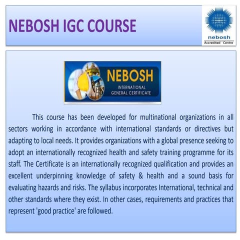 Nebosh IGC course in Chennai | PPT