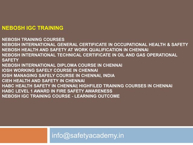 NEBOSH (IGC) ALL certificates final | PDF