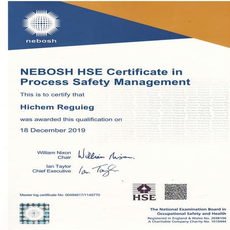Nebosh psm Proces safety management | PDF