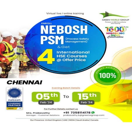 The key to overcoming HSE challenges -Nebosh PSM Course In Chennai | PDF