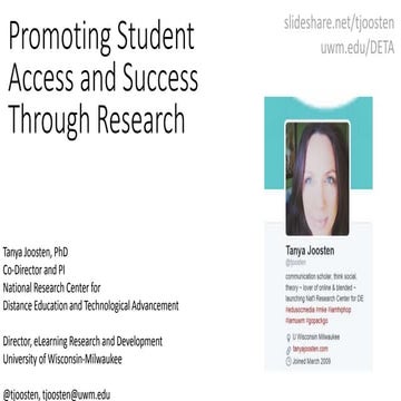 “Promoting student access and success through research” | PPTX