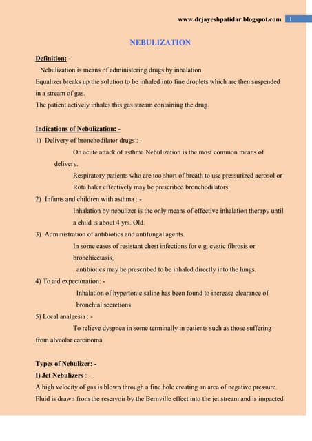 Nebulization procedure | PPTX | First Aid | Injuries