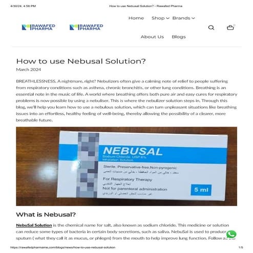 How to use Nebusal Solution - Rawafed Pharma | PDF