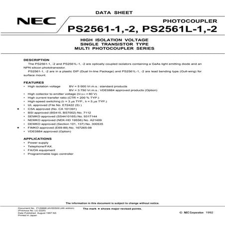 Original Opto NEC2561 PS2561 2561 DIP-4 New | PDF