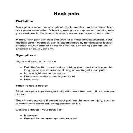 Neck pain | PDF