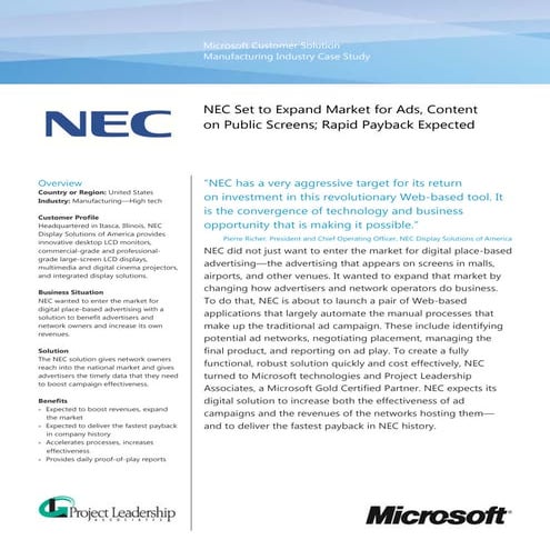Nec manufacturing case study | PDF