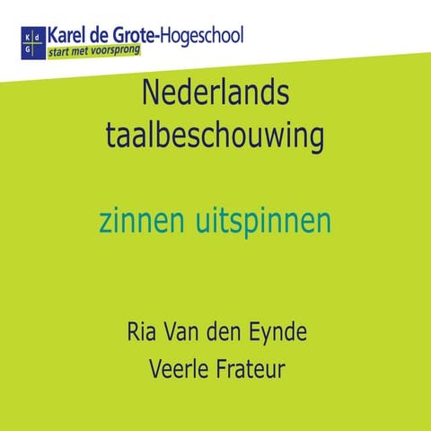 Nederlands taalbeschouwing nadenken over zinnen | PPT
