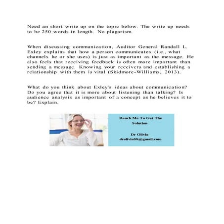 Need an short write up on the topic below. The write up needs to be | PDF