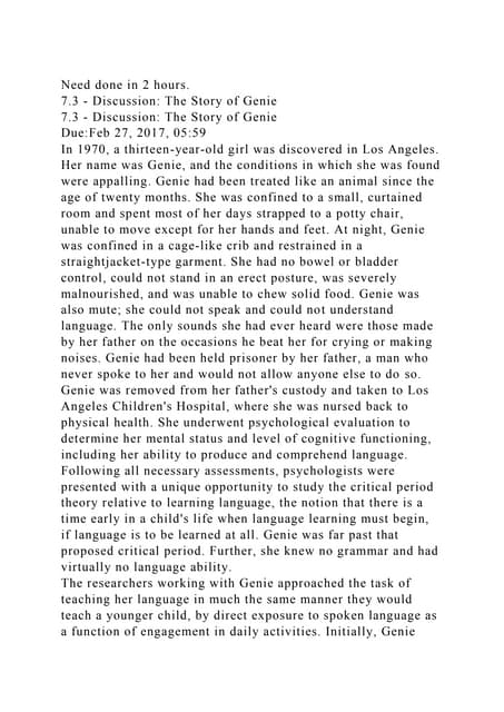 Genie (The Secret of the Wild Child). | PPTX