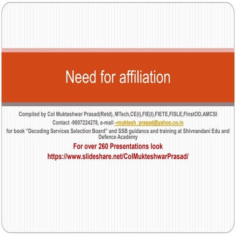 Need for affiliation | PPTX