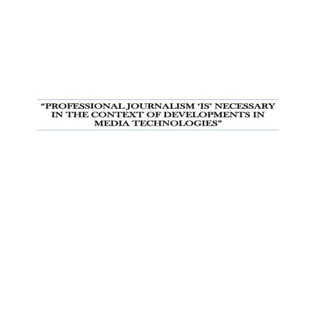 Need for professional journalism | PDF