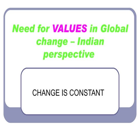 Need for values in global change – indian | PPT