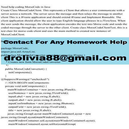 Need Help Coding Morsecode In Javacreate Class Morsecodeclient Tpdf 