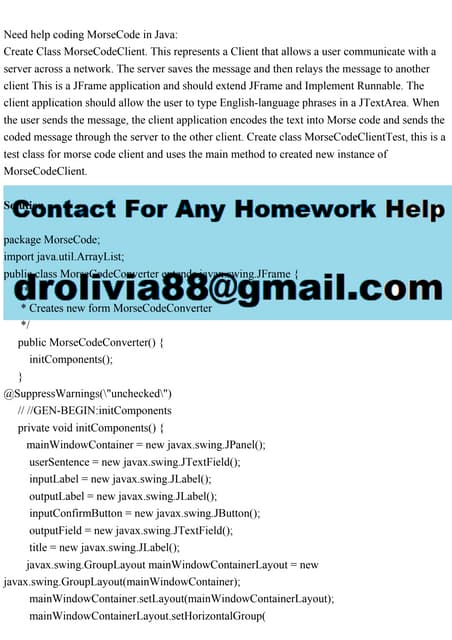 Need Help Coding Morsecode In Javacreate Class Morsecodeclient Tpdf