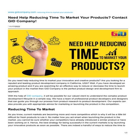 Need Help Reducing Time To Market Your Products? Contact GID Company!