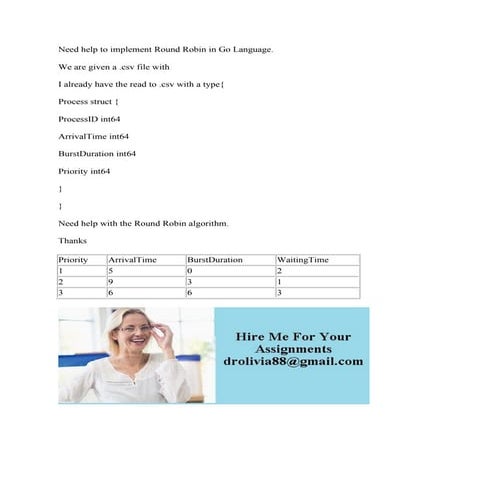 Need Help To Implement Round Robin In Go Language We Are Given A Csvpdf 