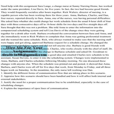 Need help with this assignment Sara Lange, a charge nurse at Sunny N.pdf