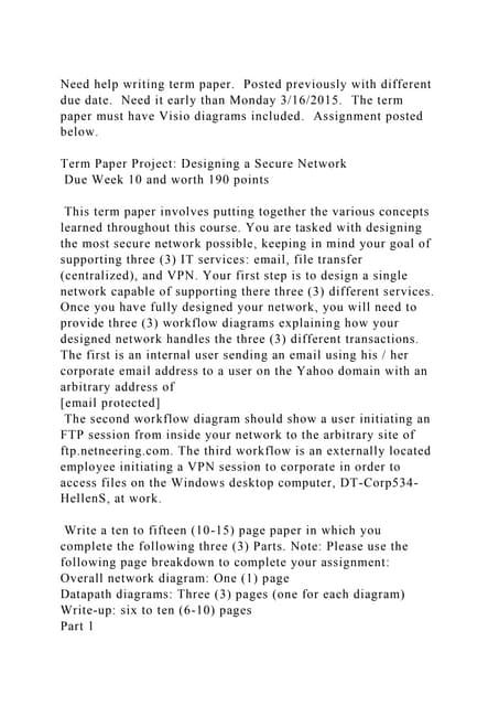 Term Paper Project Designing a Secure Network Due Week 10 and wor.docx ...