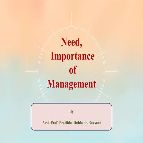 Need, importance of management by Asst. Prof Pratibha Dabhade-Raysoni | PPT