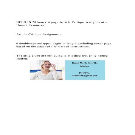NEED IN 20 hours 6 page Article Critique Assignment – Human Res.docx