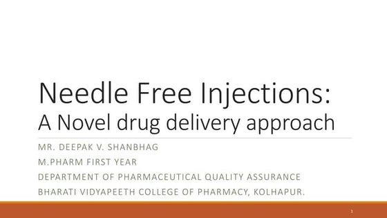 Needle free Injection-main project(7th sem) | PDF