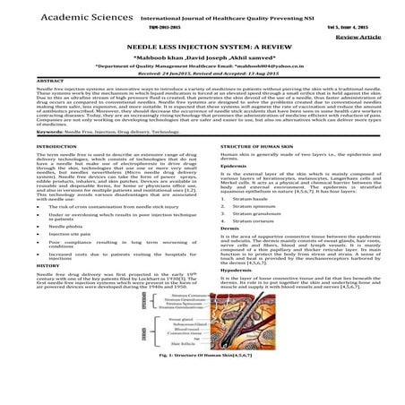 NEEDLE LESS INJECTION SYSTEM by Dr.Mahboob ali khan Phd | PDF