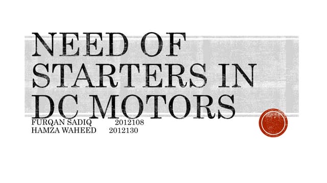 Starting methods of dc motors | PPT