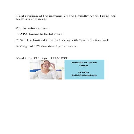 Need revision of the previously done Empathy work. Fix as per teache.docx