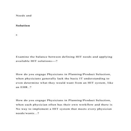 Needs and Solutions Examine the balance between defining H.docx