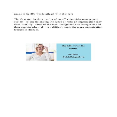 needs to be 200 words atleast with 2-3 refs The first step in th | DOCX