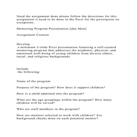 Need the assignment done please follow the directions for this assig.docx