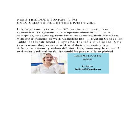 NEED THIS DONE TONIGHT 9 PMONLY NEED TO FILL IN THE GIVEN TABLE.docx