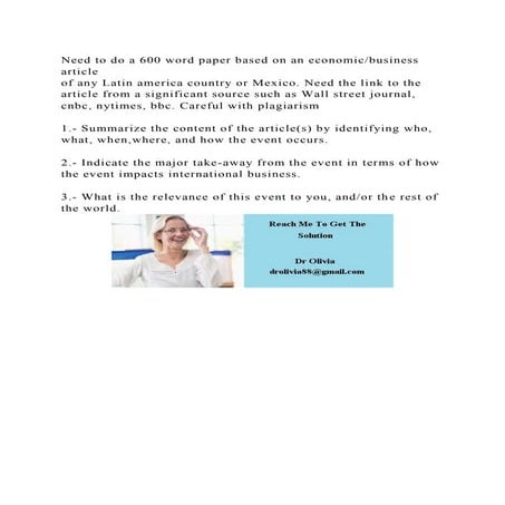 Need to do a 600 word paper based on an economicbusiness article .docx