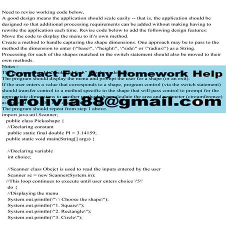 Need to revise working code below,A good design means the applicat.pdf ...