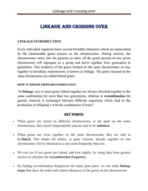 Linkage | PPTX | Genetics | Science