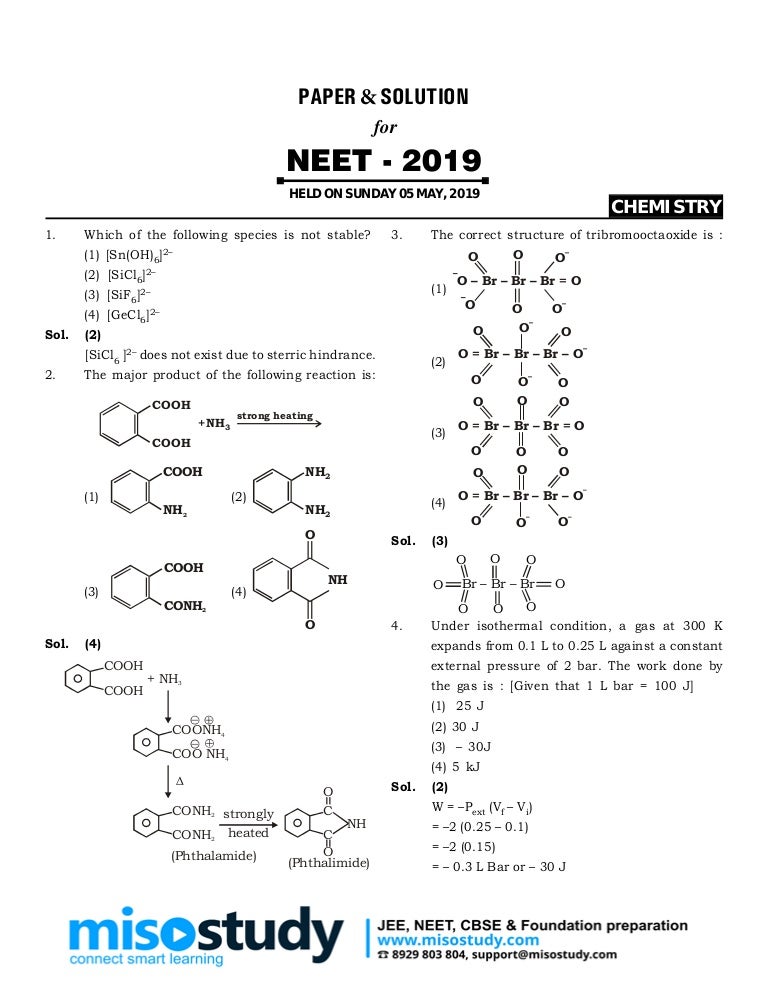 NEET 2019 Question Paper Answer Key Solutions neet-2019-question-paper-answer-key-solutions