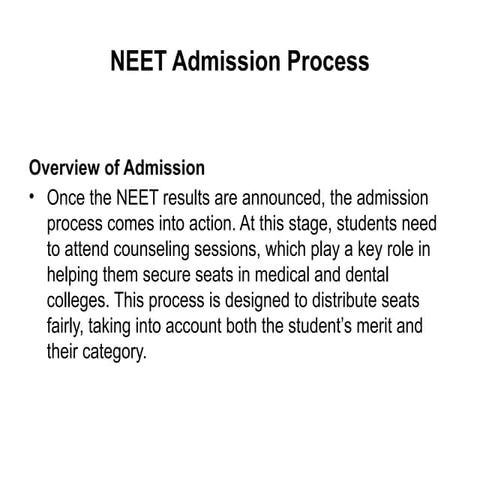 Complete Guide to NEET Admission Process | PPTX