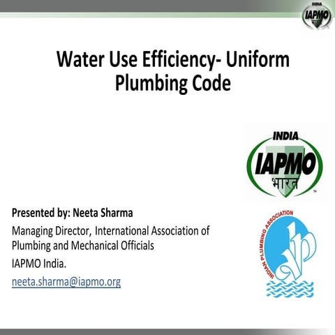 Uniform plumbing codes & water use efficiency_Neeta Sharma_2013 | PDF