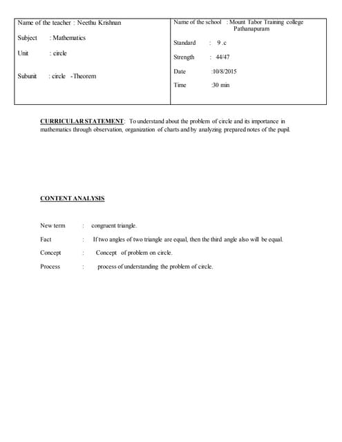 Detailed lesson plan in mathematics 7 (circles) | DOCX