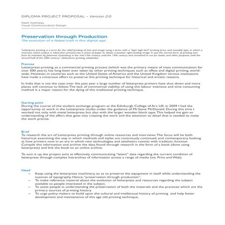 Diploma Proposal 2.0 - Letterpress | PDF