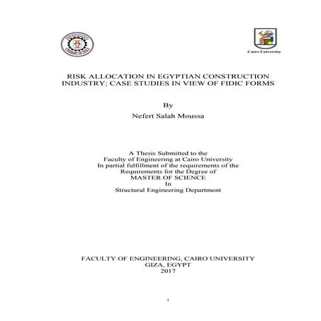 M Sc - Nefert Moussa - Risk Allocation in Egyptian Construction ...