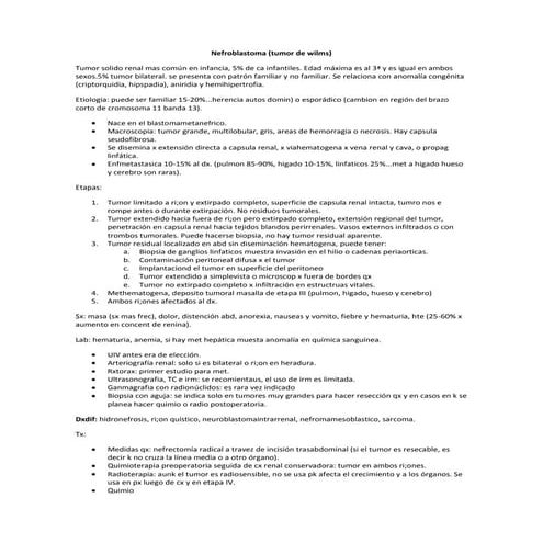 Nefroblastoma (tumor de wilms) | DOCX