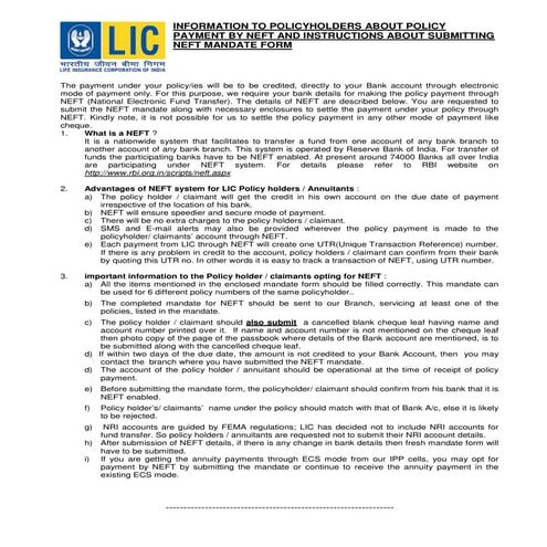 Neft mandate form_format(1) | PDF