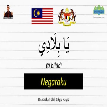 Lagu Negaraku (يا بلادي) - 'Negaraku' anthem (Bahasa Arab) | PDF