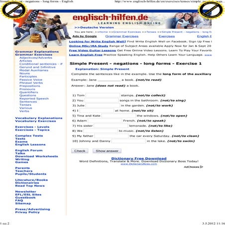 Negations long forms - english | PDF